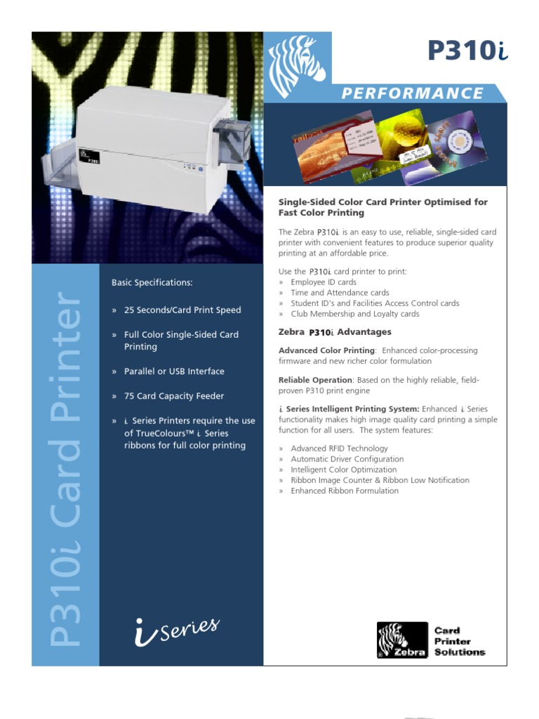 Zebra P310i ID Card Printers | PDF | Printer (Computing) | Usb