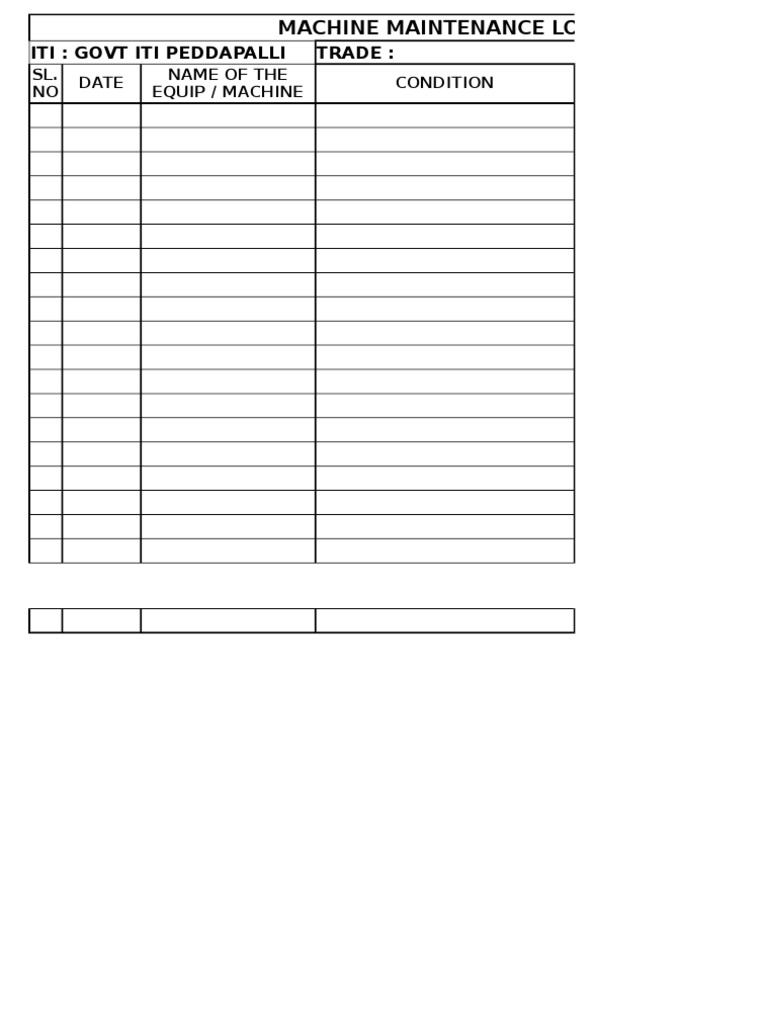 Machine Maintenance Log Book | PDF | Books | Business