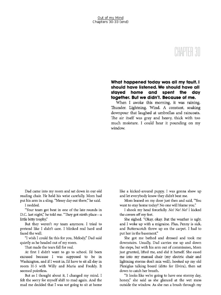 Out of My Mind CH 30-33 End | PDF