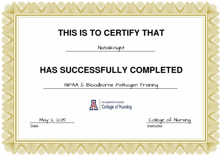 Hippa Certificate | PDF