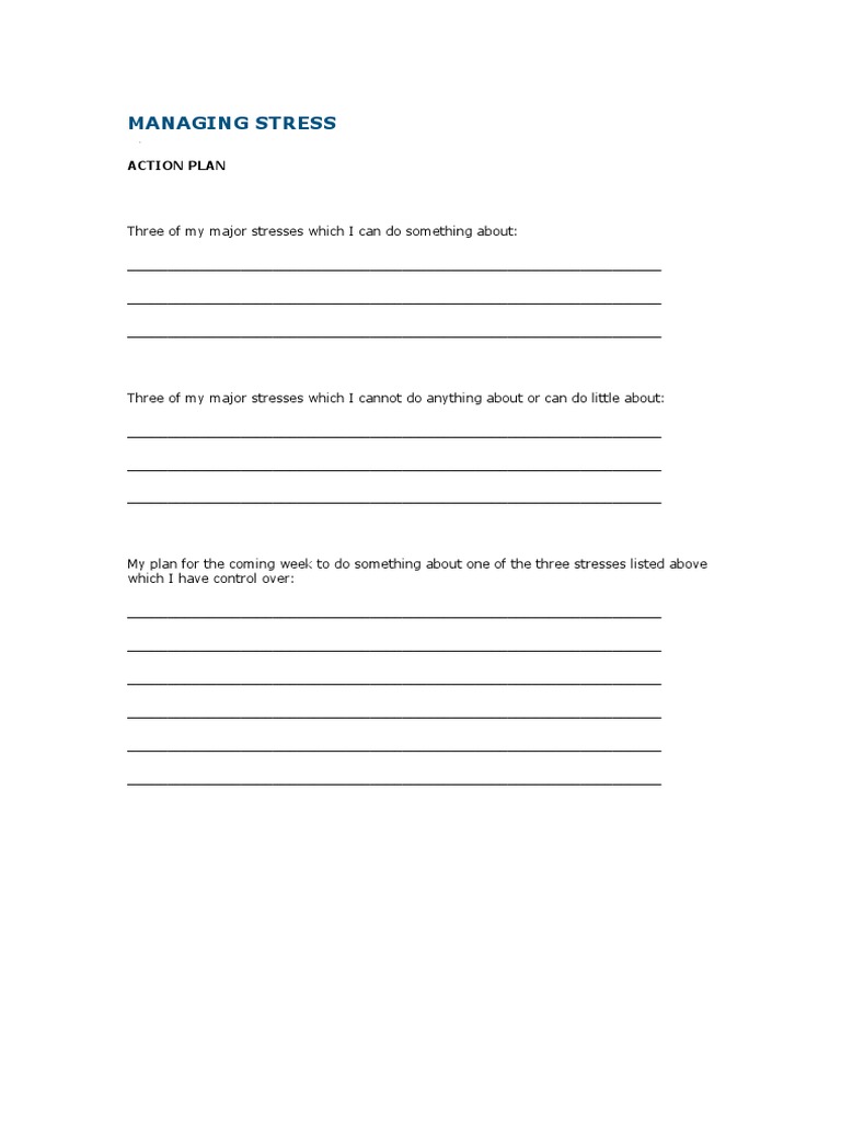 Managing Stress: Action Plan | PDF