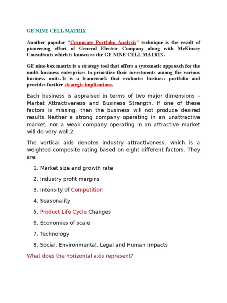 GE Nine Cell | PDF | Strategic Management | Economies
