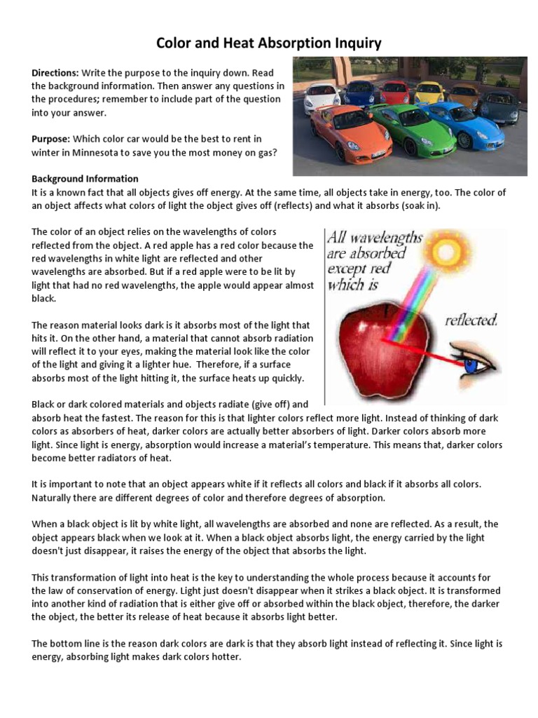 Color and Heat Absorption | PDF | Color | Light