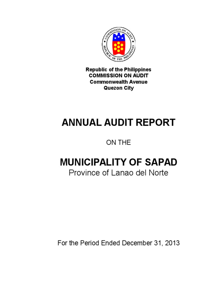 Audit of the Municipality of Sapad, Lanao del Norte for the Year Ended ...