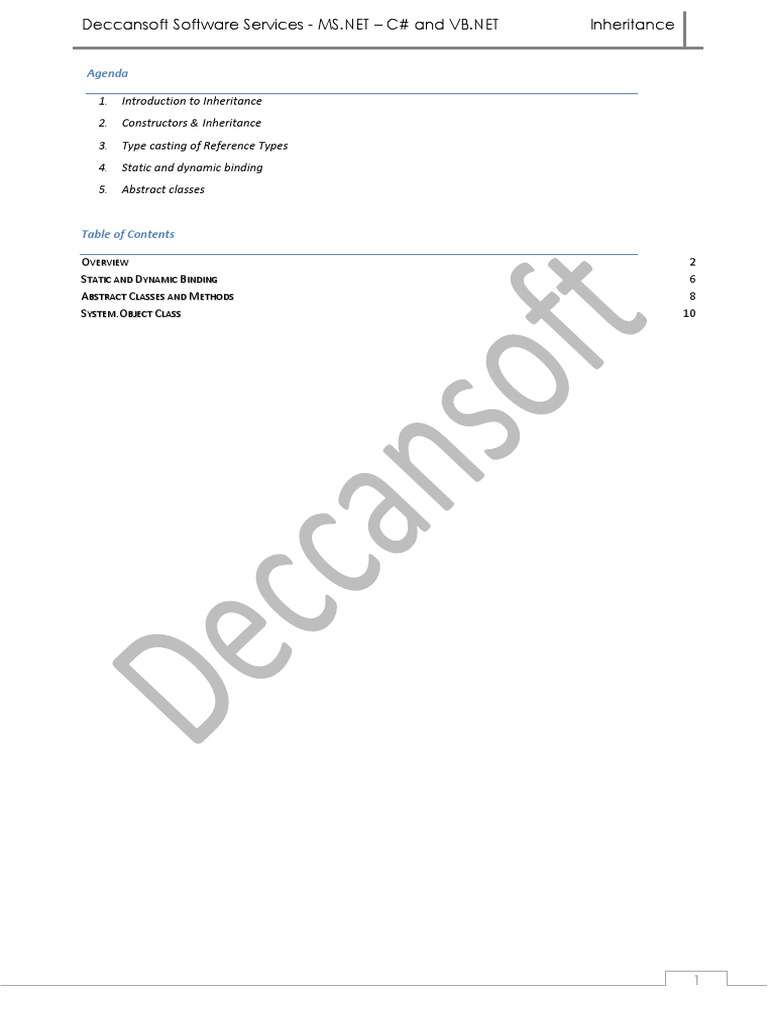 Understanding Inheritance in C# and VB.NET | PDF | Class (Computer ...