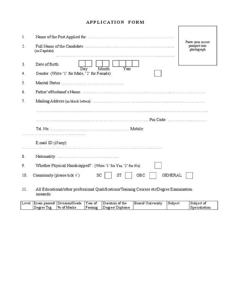 IPC Application Form Template | PDF