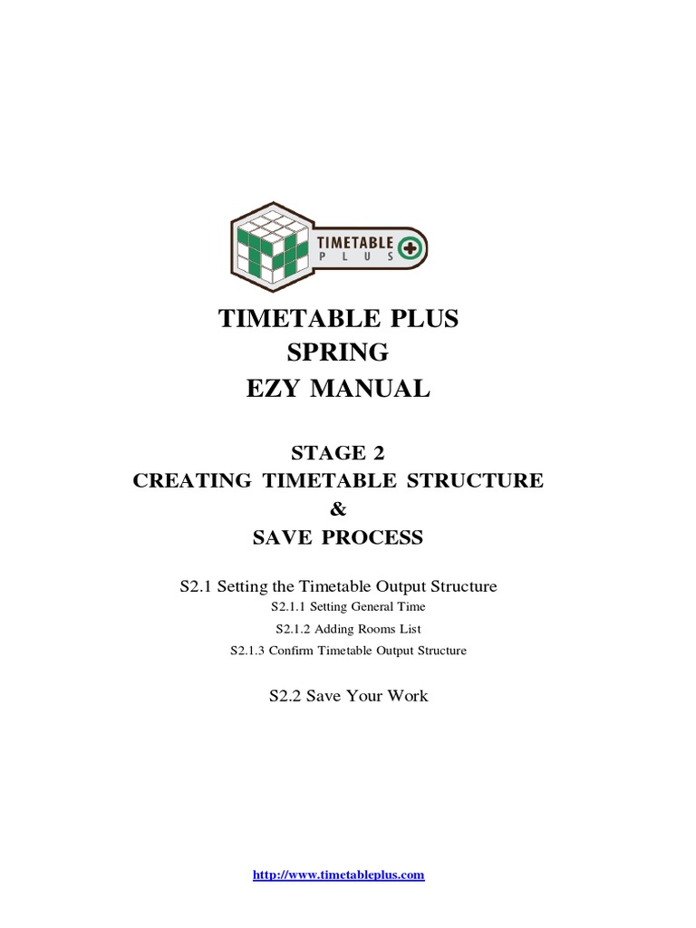 Timetable Plus Spring Ezy Manual: Stage 2 Creating Timetable Structure ...