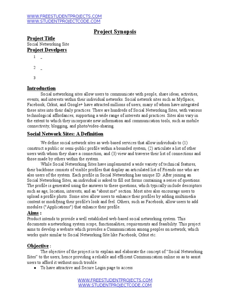 Social Networking Website Project Documentation | PDF | Software ...