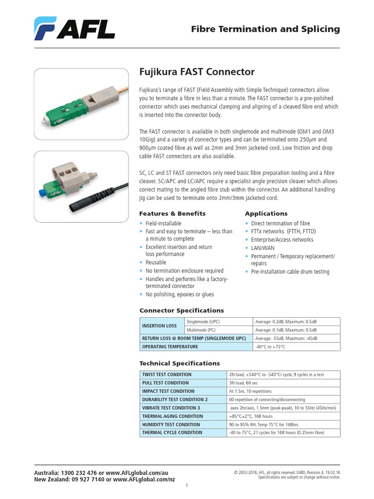 AFL Fujikura FAST Connector | PDF | Electrical Connector | Mechanical ...