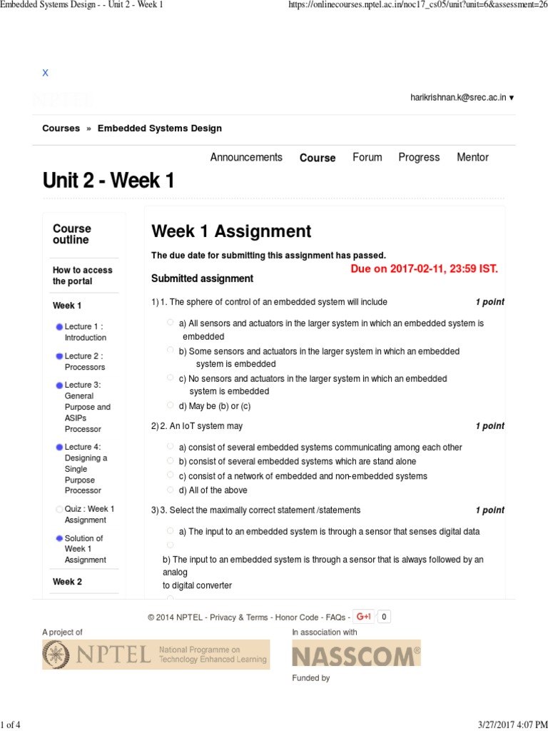 Assignment 1 | PDF | Embedded System | Real Time Computing