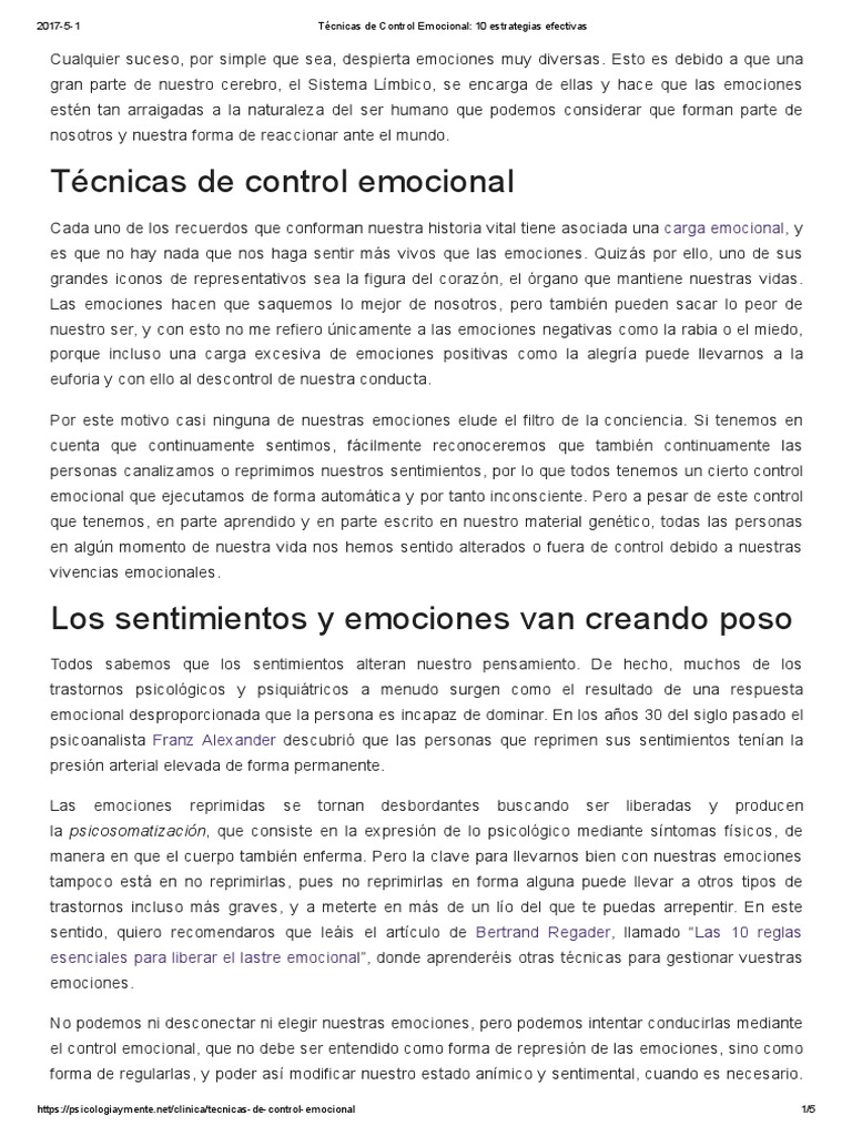 Técnicas de Control Emocional - 10 Estrategias Efectivas | PDF ...