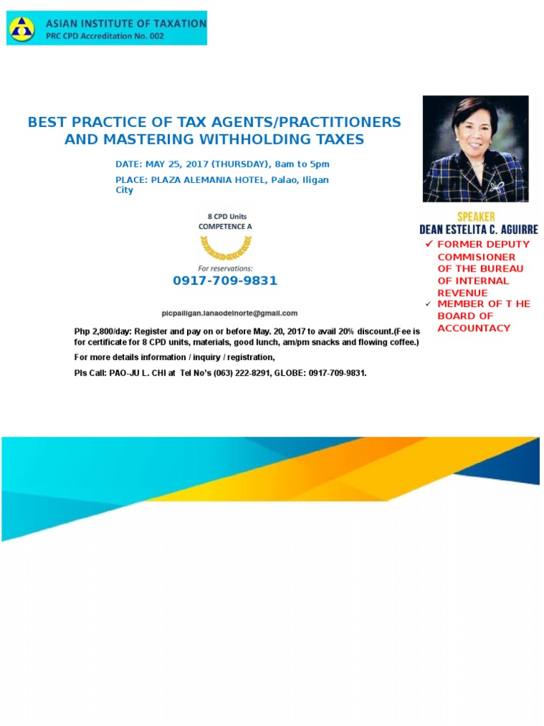 Best Practice of Tax Agents/Practitioners and Mastering Withholding ...
