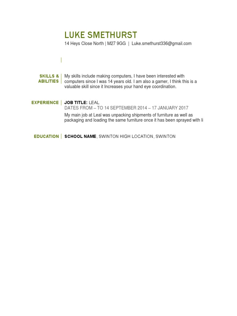 Luke Smethurst CV | PDF | Wellness