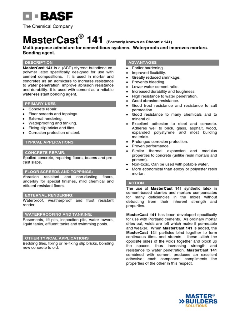 MasterCast 141 | Concrete | Mortar (Masonry)