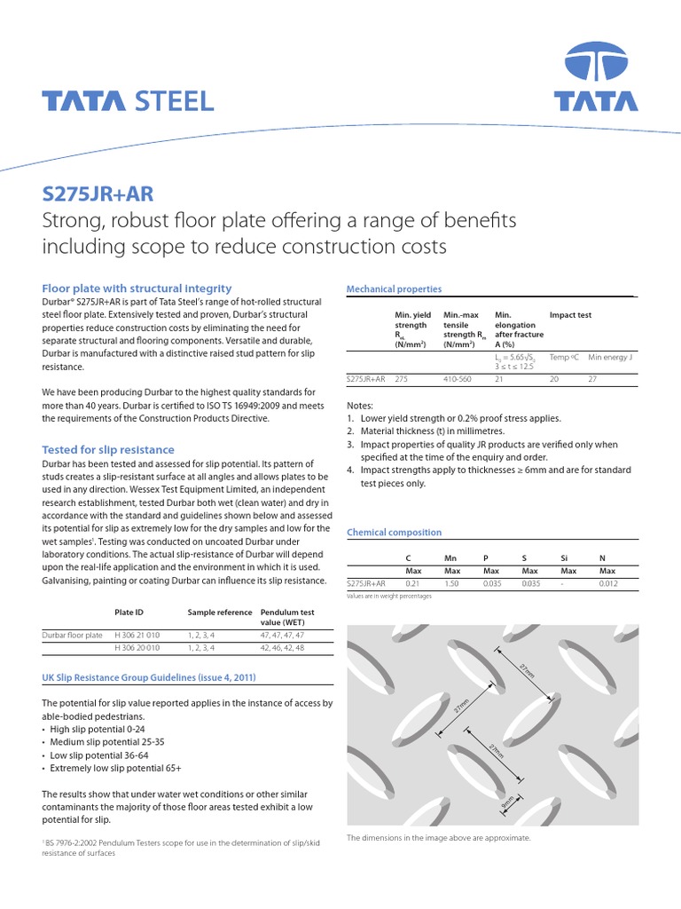 Tata Steel IS - S275JR+AR - HR Data Sheet EN PDF | PDF | Structural ...