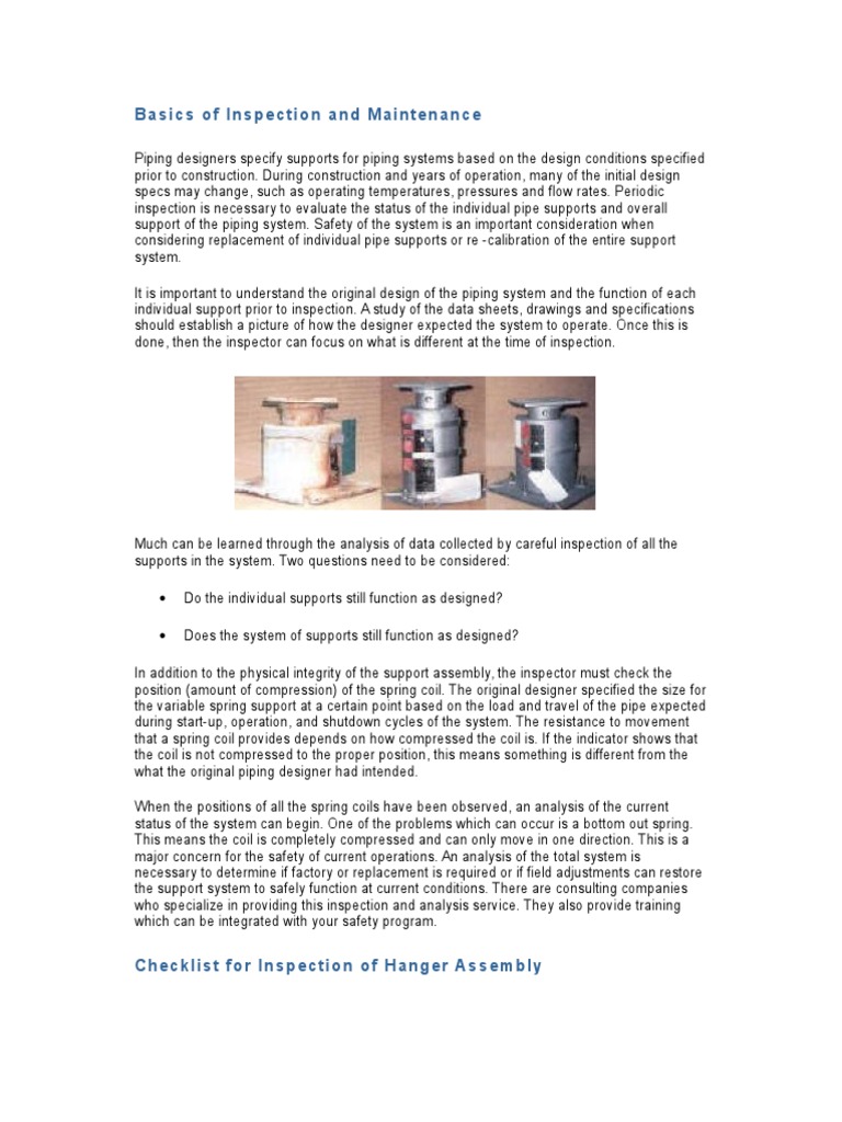 Spring Support Inspection Guidelines | PDF | Engineering | Mechanical ...
