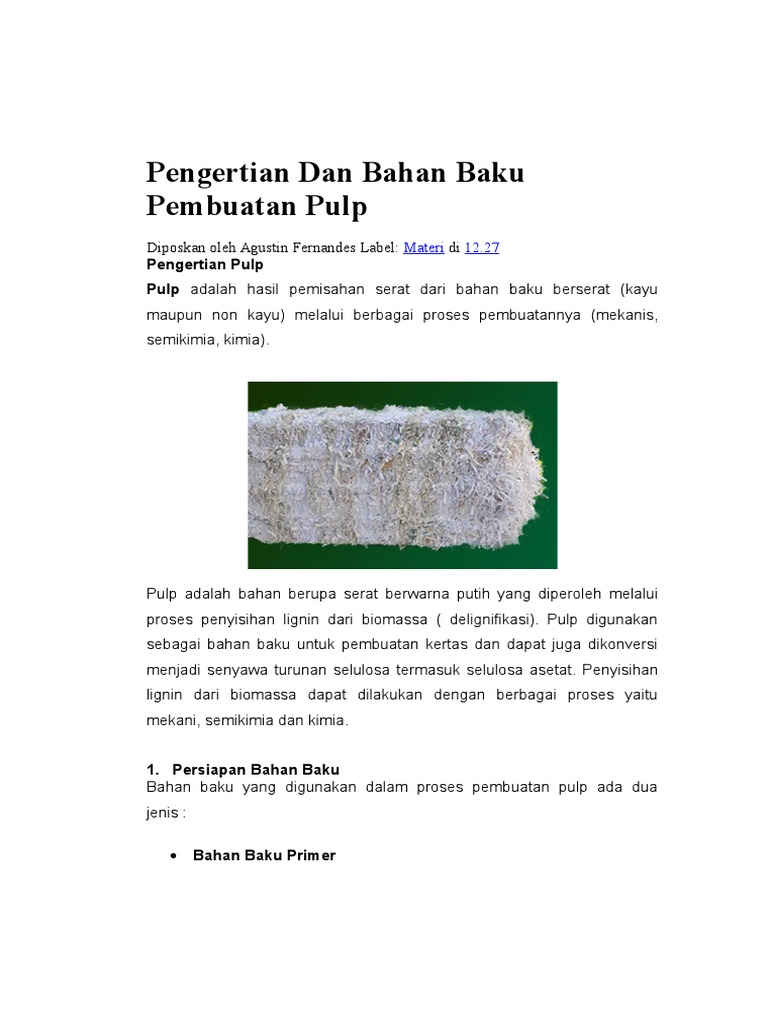 Pengertian dan Bahan Baku Pulp | PDF | Sains & Matematika