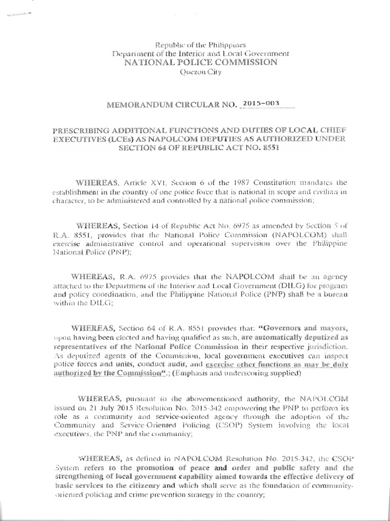 Napolcom MC 2015-003 | PDF