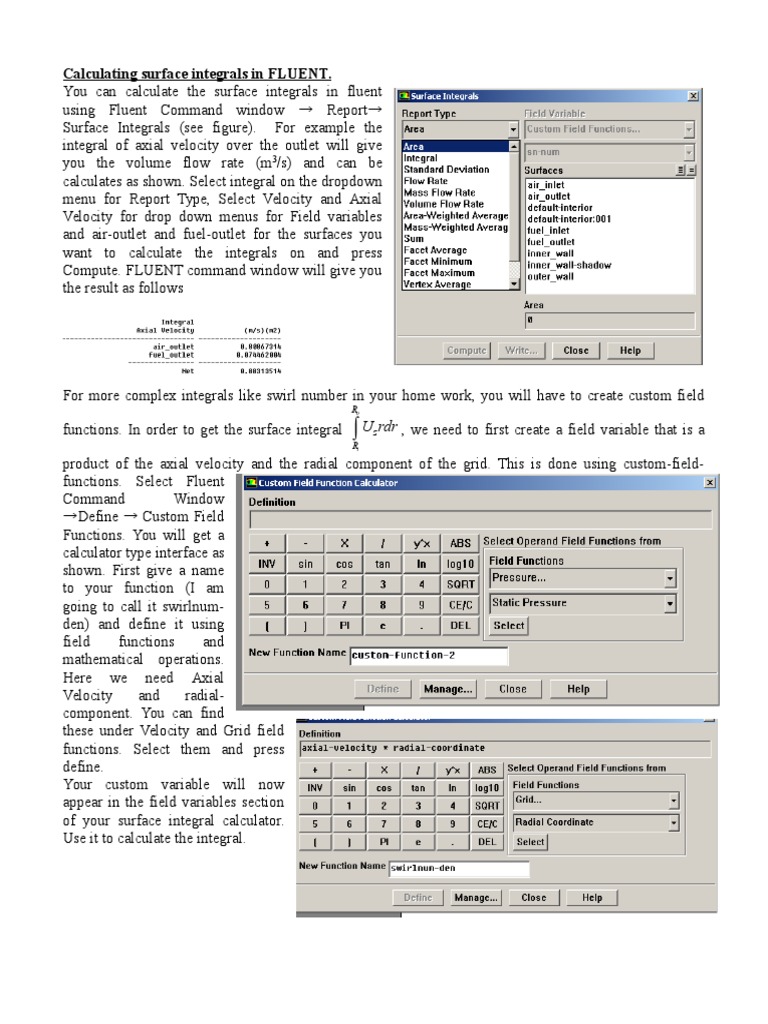 Calculating Surface Integrals in FLUENT | PDF