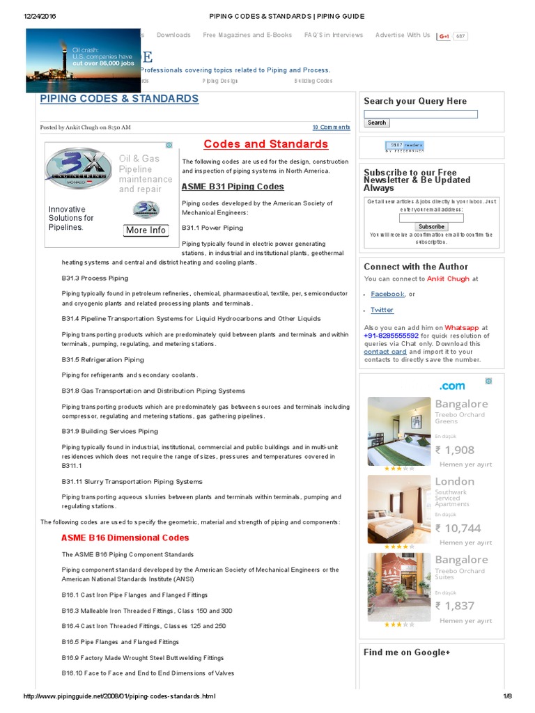 Piping Codes & Standards - Piping Guide | PDF | Pipe (Fluid Conveyance ...