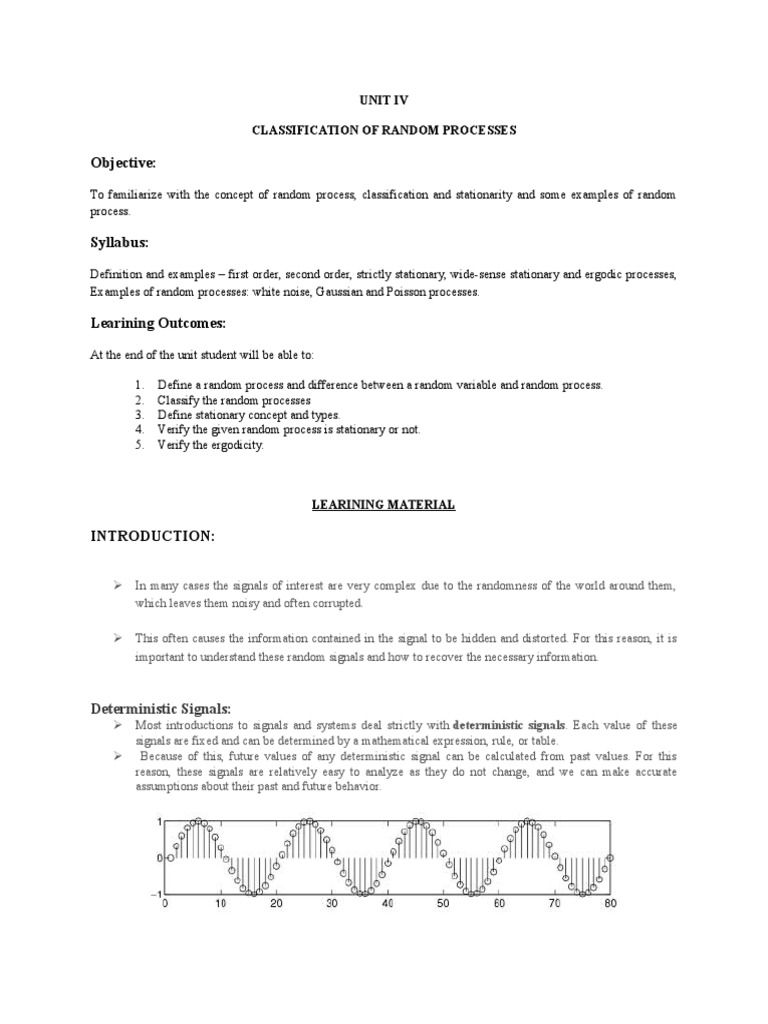 PTRV IV Unit - Classification of Random Processes | PDF | Stochastic ...