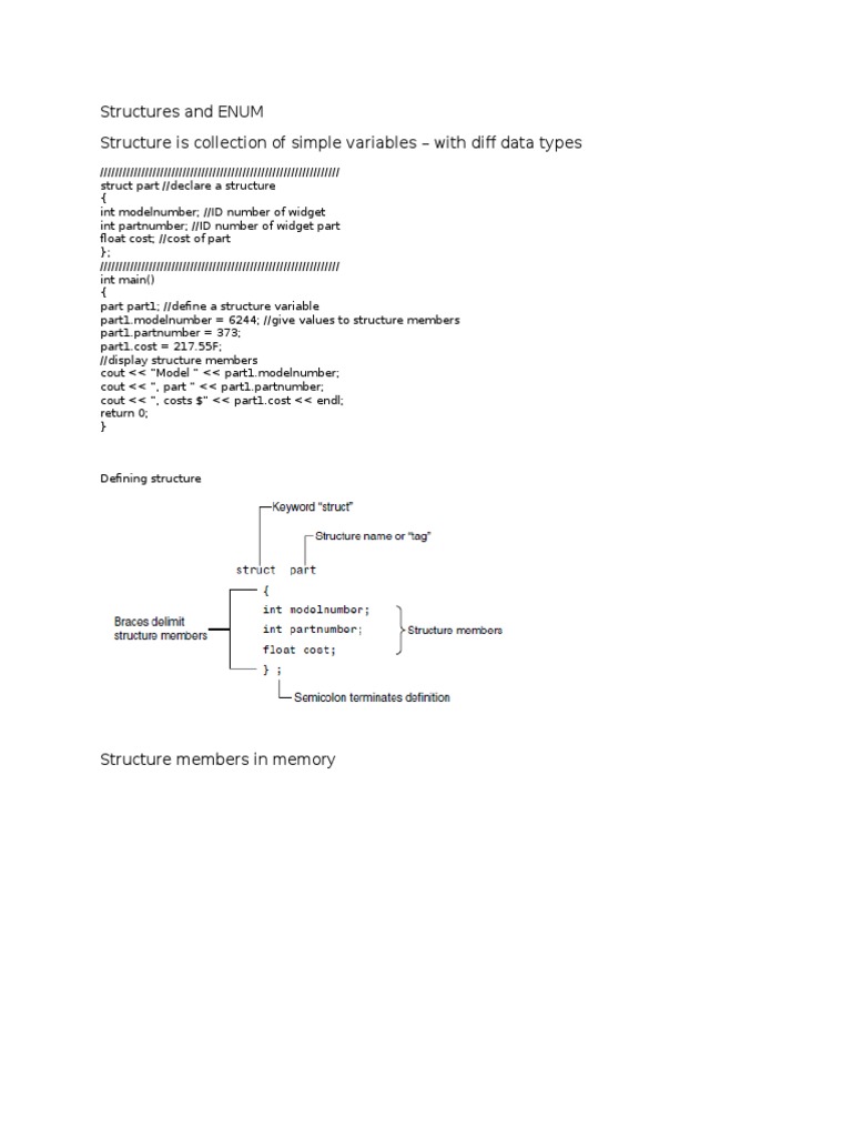 Defining and Manipulating Structures, Enumerators, and Strings in C++ ...