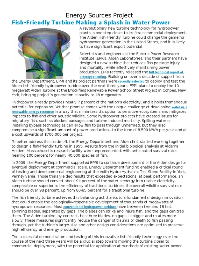 Energy Sources Project | PDF | Energy Development | Hydroelectricity
