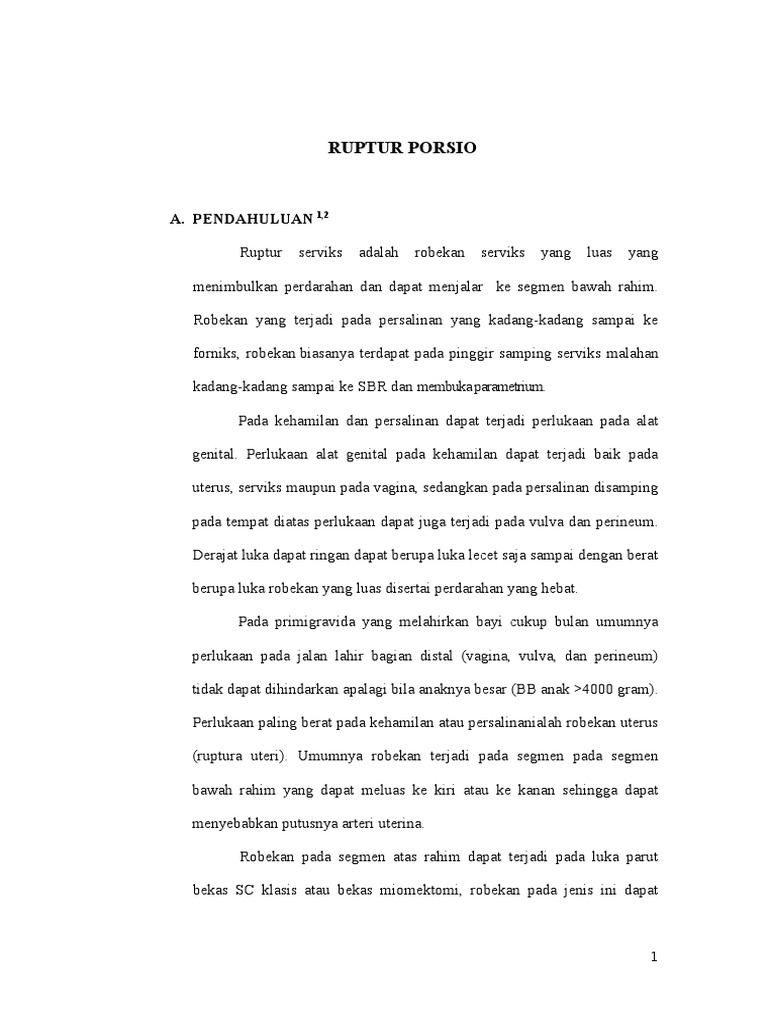 Penanganan Ruptur Porsio pada Persalinan | PDF