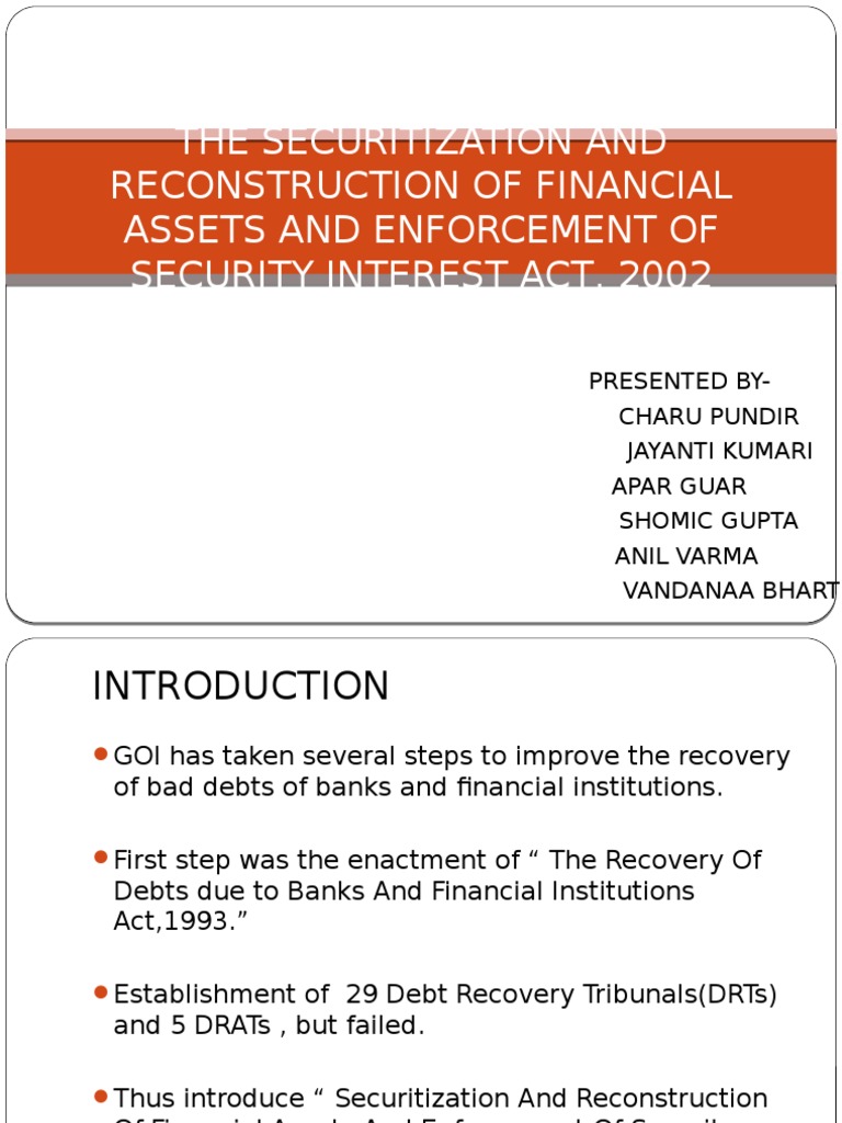 Sarfaesi Act 2002 Pptnew | PDF | Securitization | Security Interest