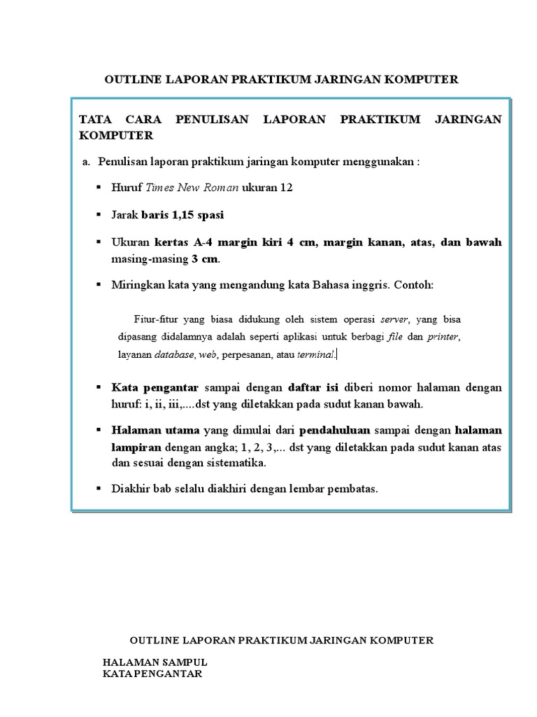 Outline Laporan Praktikum Jaringan Komputer | PDF | Teknologi & Rekayasa