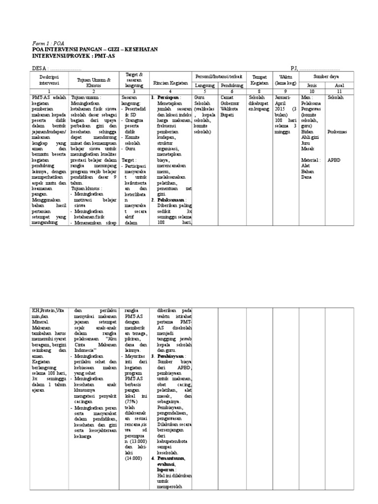 Form Poa Dan Hippopoc Tabel | PDF