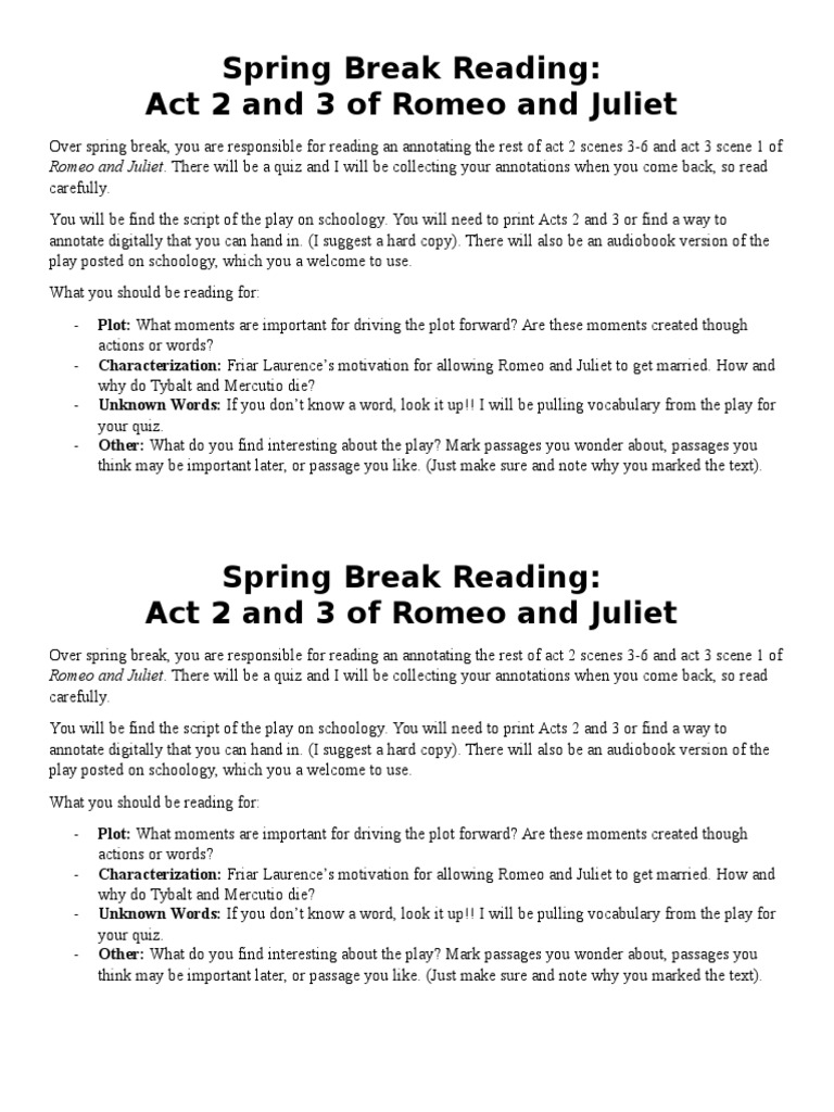 Spring Break Reading | PDF