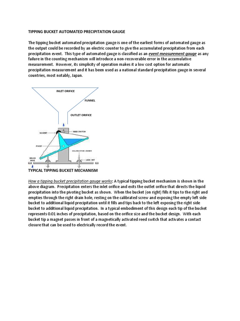 Tipping Bucket Automated Precipitation Gauge | Precipitation | Snow