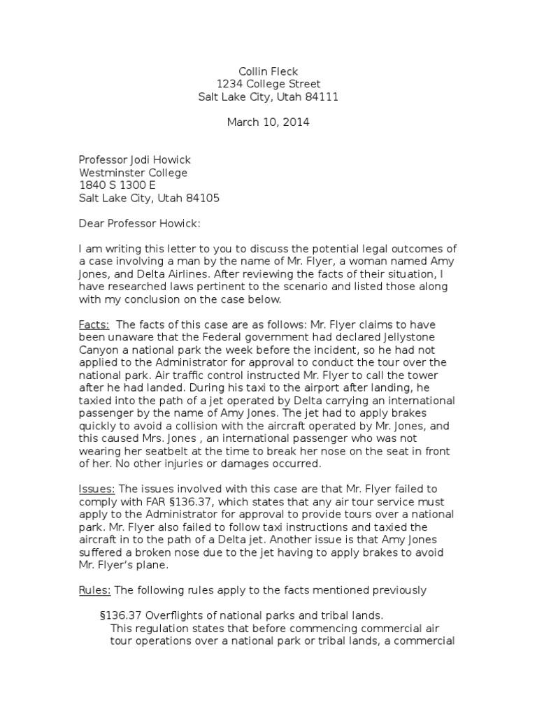 Aviation Law Letter | PDF | Air Traffic Control | Seat Belt