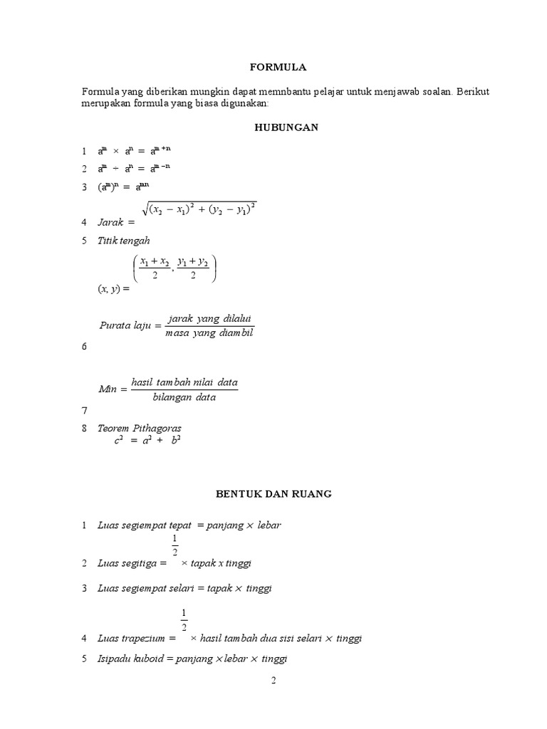 Formula Matematik | PDF