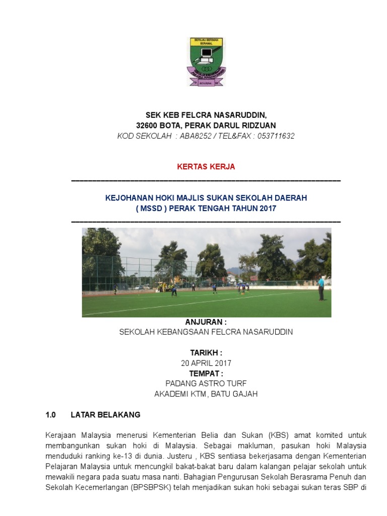 Kertas Kerja Hoki MSSD 2017 | PDF