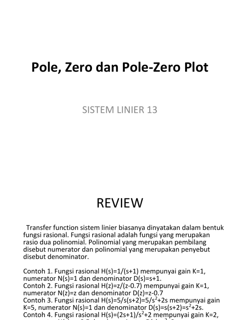 Pole, Zero, Pole-Zero Plot | PDF
