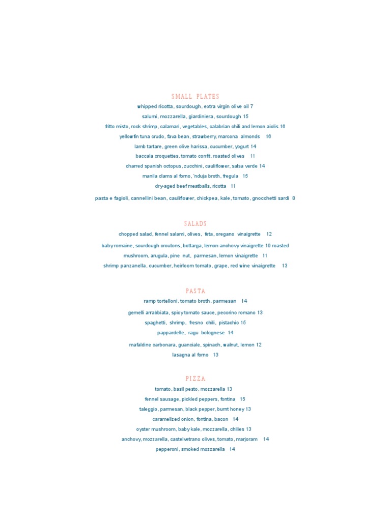 Sassetta Dinner Menu | PDF | Western Cuisine | Regional & Ethnic Food