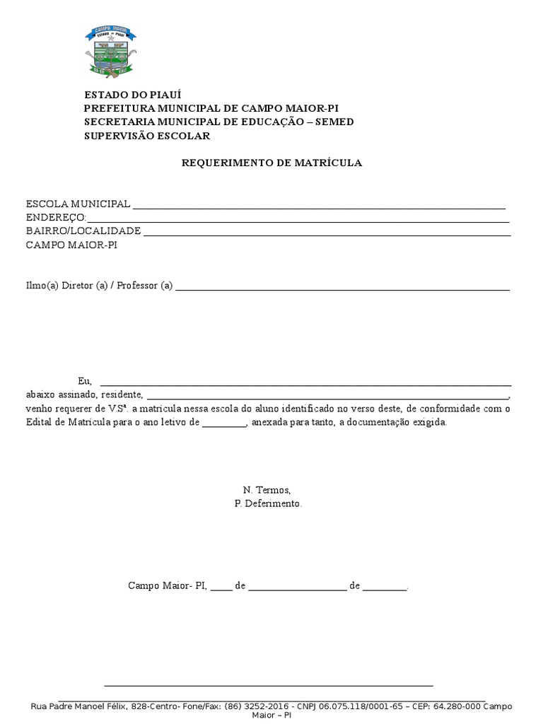 Requerimento de Matricula