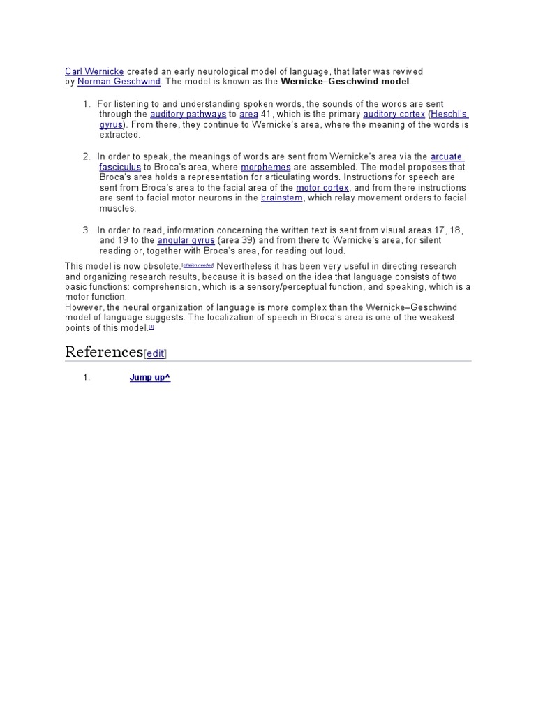 References: Carl Wernicke Norman Geschwind | PDF