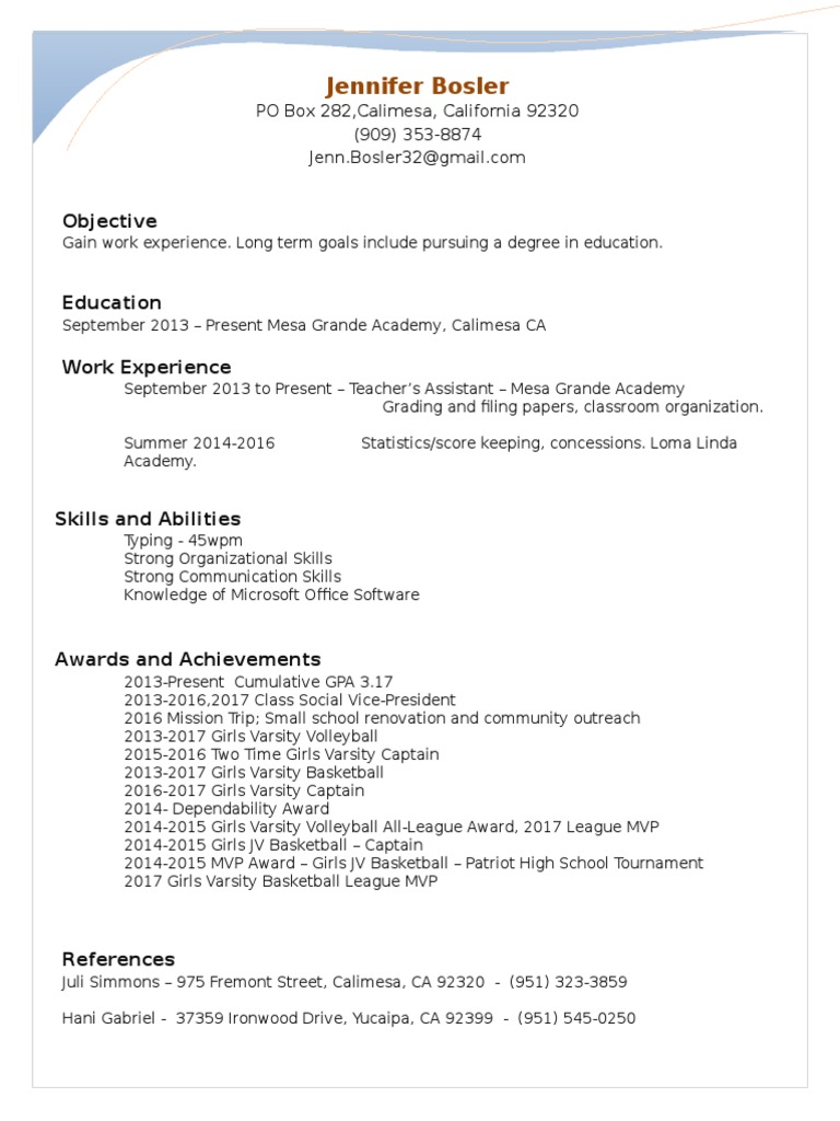 Jennifer Bosler's Resume Summary | PDF