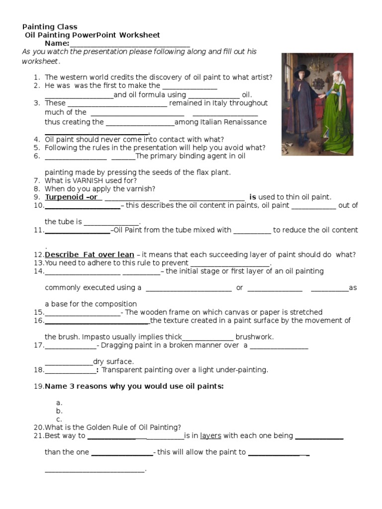 Oil Painting Powerpoint Worksheet | PDF