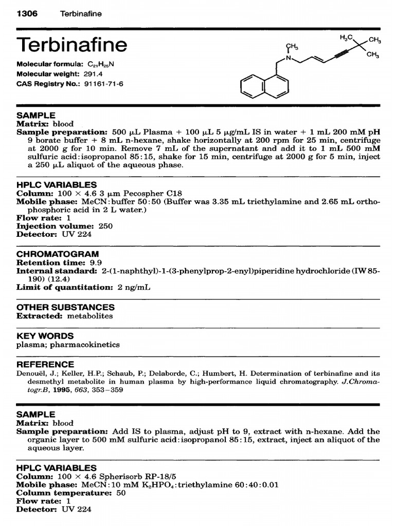Terbinafine | PDF | Chromatography | High Performance Liquid Chromatography