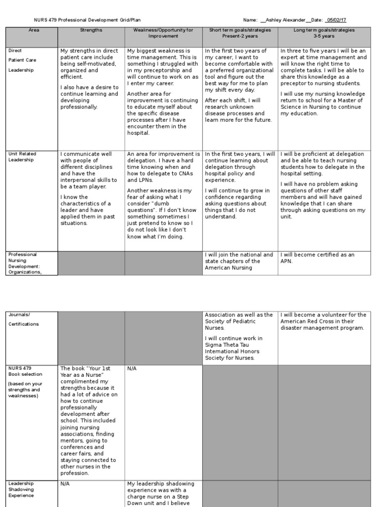 Professional Development Grid | PDF | Nursing | Leadership