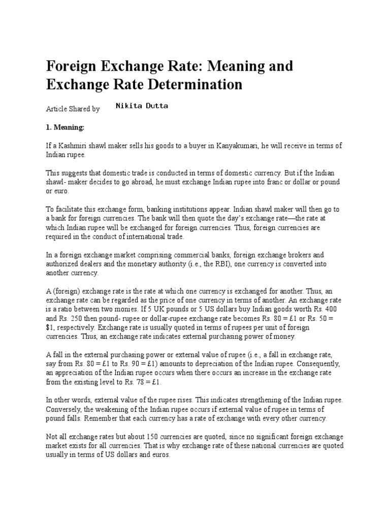 Foreign Exchange Rate | PDF | Exchange Rate | Supply (Economics)