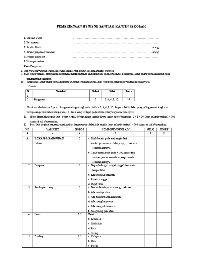 Inspeksi Sanitasi Kantin Sehat | PDF