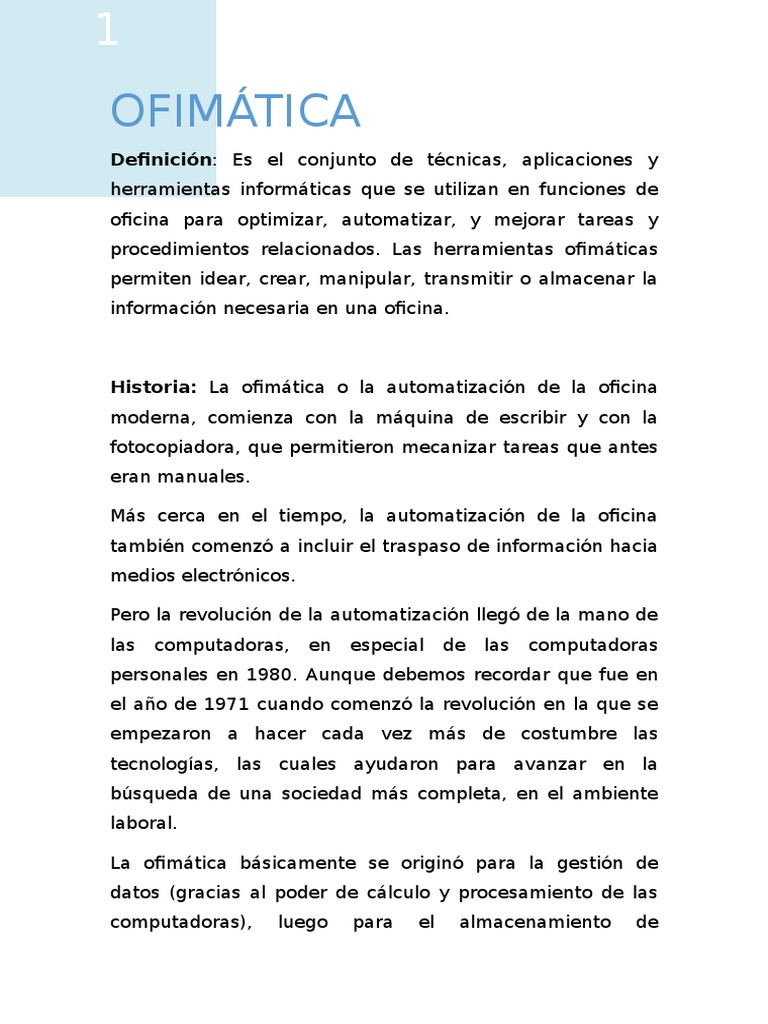 Historia y Definición de La Ofimática | PDF | Microsoft | Hardware de ...