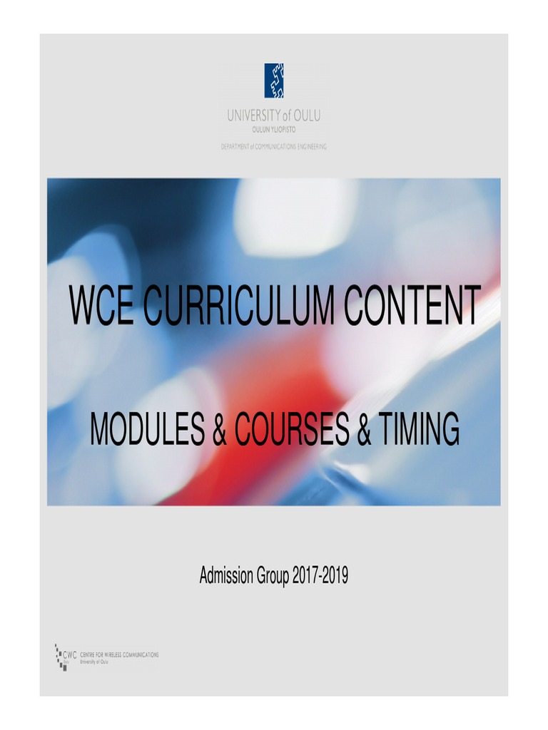 WCE Modules and Timing | PDF | Telecommunication | Signal (Electrical ...