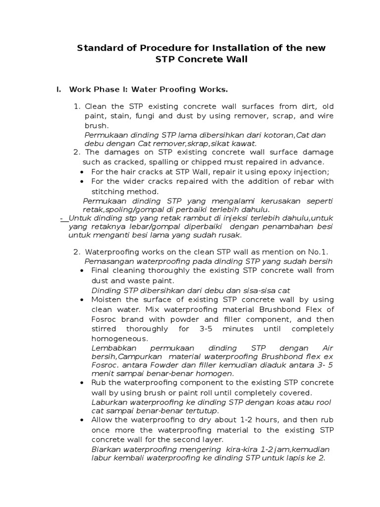 STP Concrete Wall Installation Procedure | PDF | Concrete | Building ...
