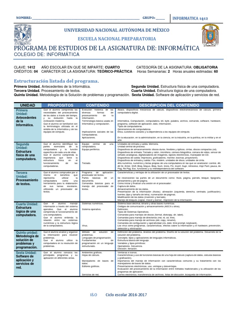 1412 Informatica 2017 | PDF | Periférico | Unidad Central de procesamiento